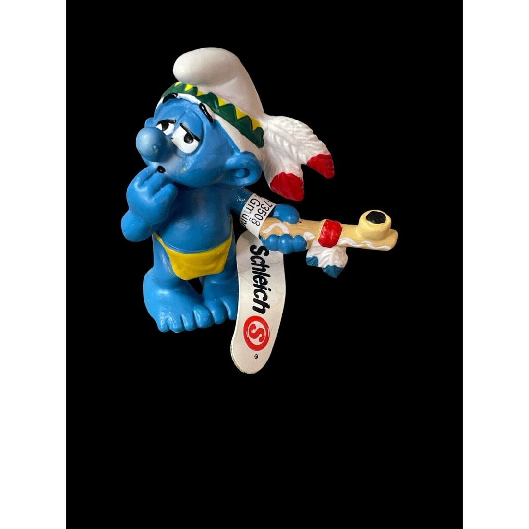Smurfs Peace Pipe Native American Indian Smurf 20553 Figure Figurine ...