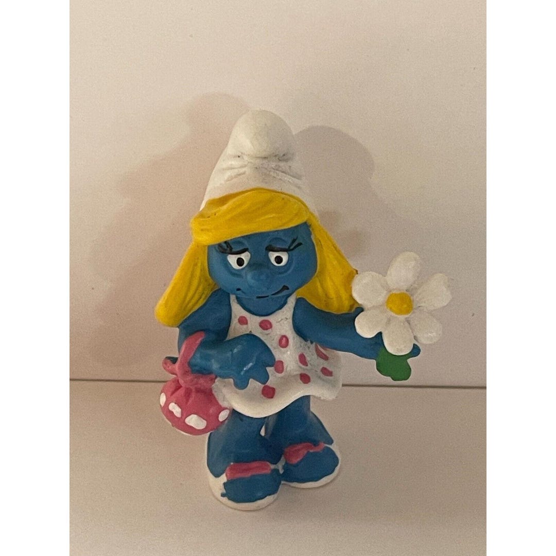 Smurfs Smurfette Holding Flower & Purse 20421 Vintage Rare 1993 Figure ...