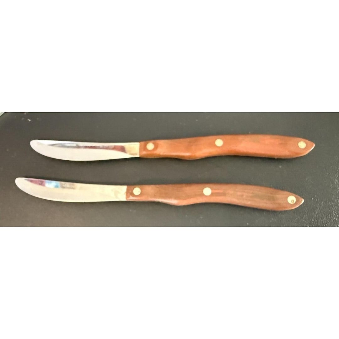 Vintage Cutco Table Knife No 59 Set of 2 SMOOTH EDGE Brown Swirl NOT ...