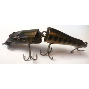 Vintage JOINTED Wood Fishing Lure Antique Tackle Box Bait 6" - Etsy