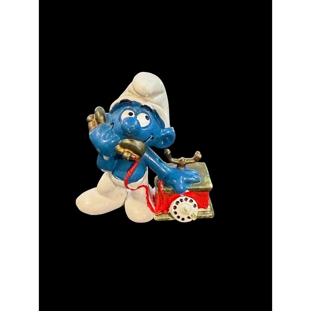 Smurf With Telephone Smurfs Vintage Figure PVC Schleich - Etsy