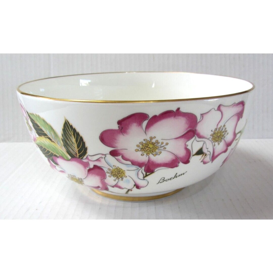 1989 Boehm Ballerina Rose Porcelain Serving Decorative Bowl W/ Gold ...