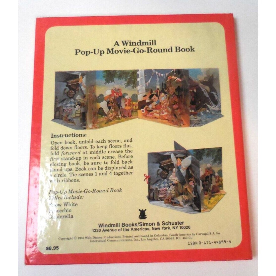 Pinocchio Walt Disney's Pop-up Movie-go-round Book 1981 - Etsy