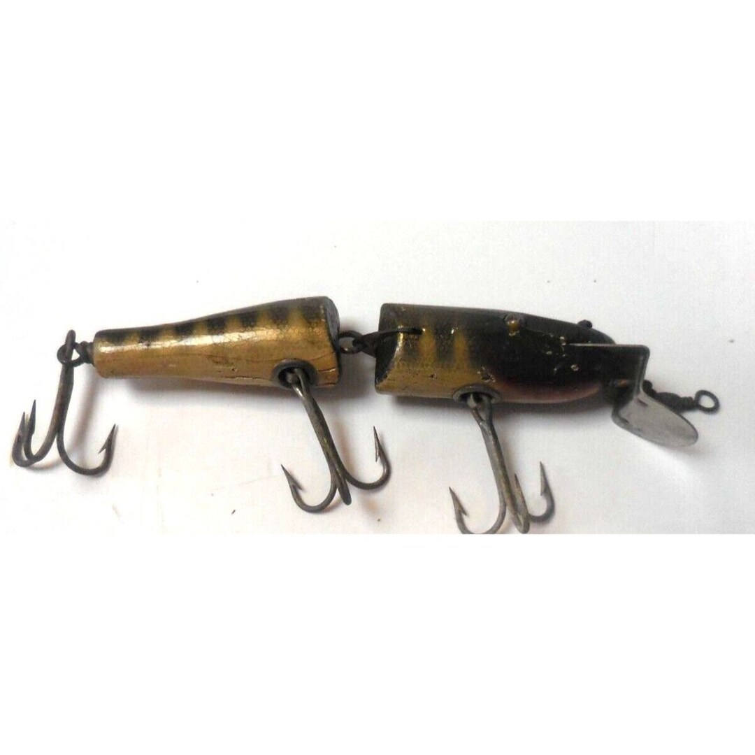 Vintage JOINTED Wood Fishing Lure Antique Tackle Box Bait 6" - Etsy