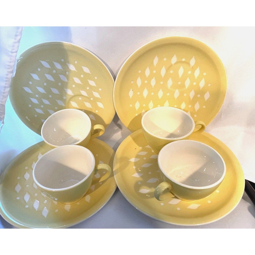Harker Harkerware Viking Yellow White Diamonds Dots Snack Plates and ...