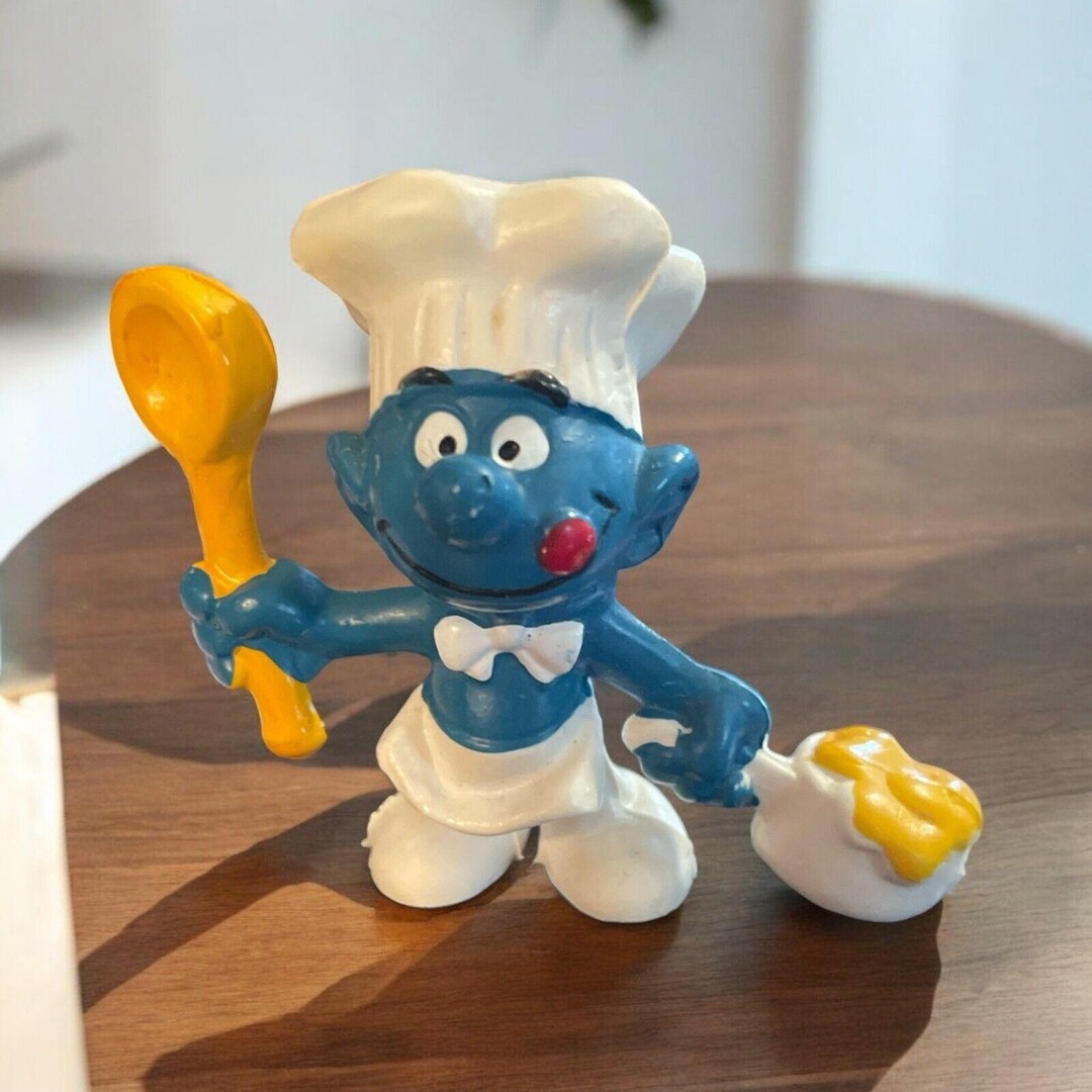 Smurfs Baker Smurf Cook Chef 2 Pvc Figurine Bully Peyo Figure Vintage ...