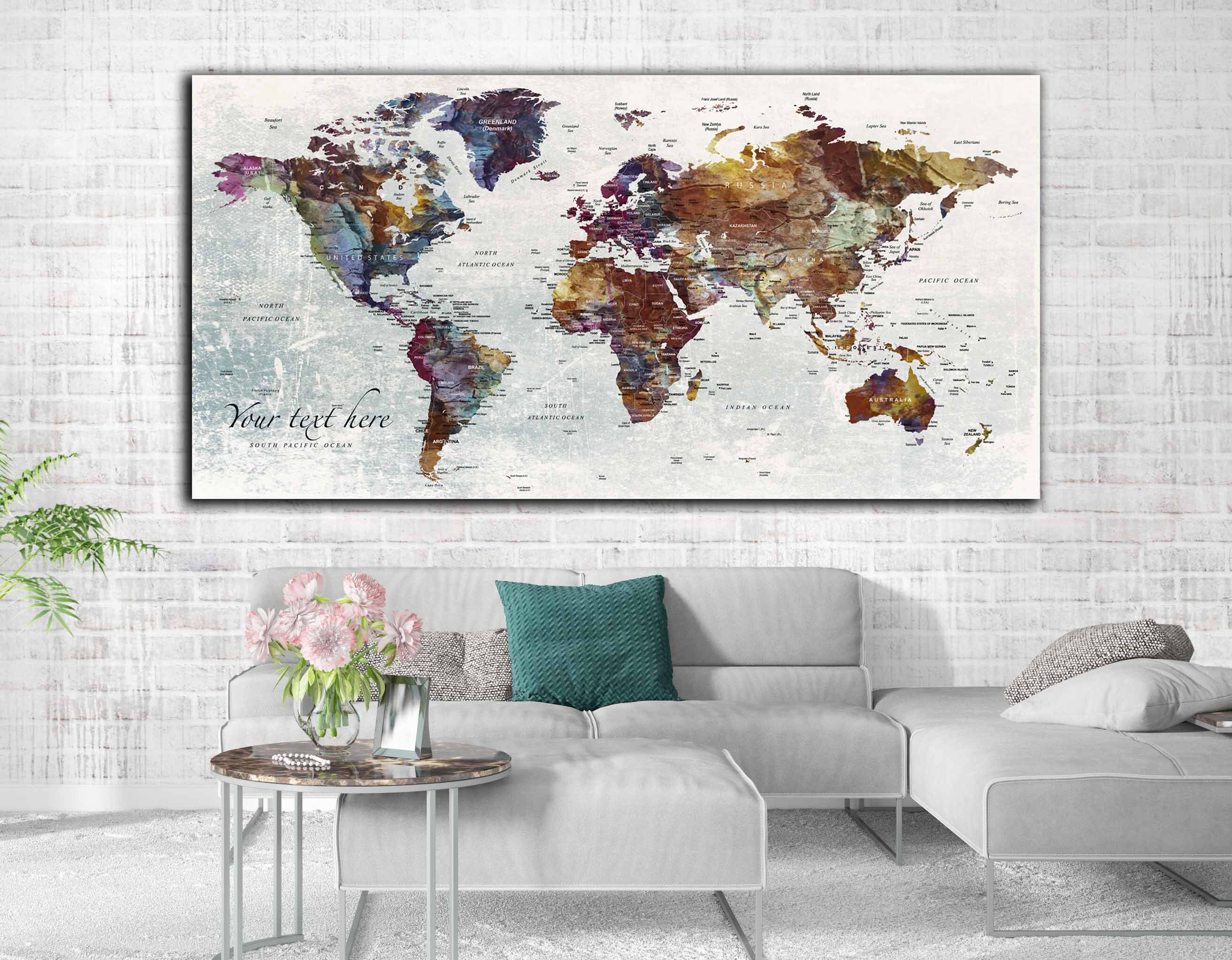 Large World Map Canvas Large World Map Canvas