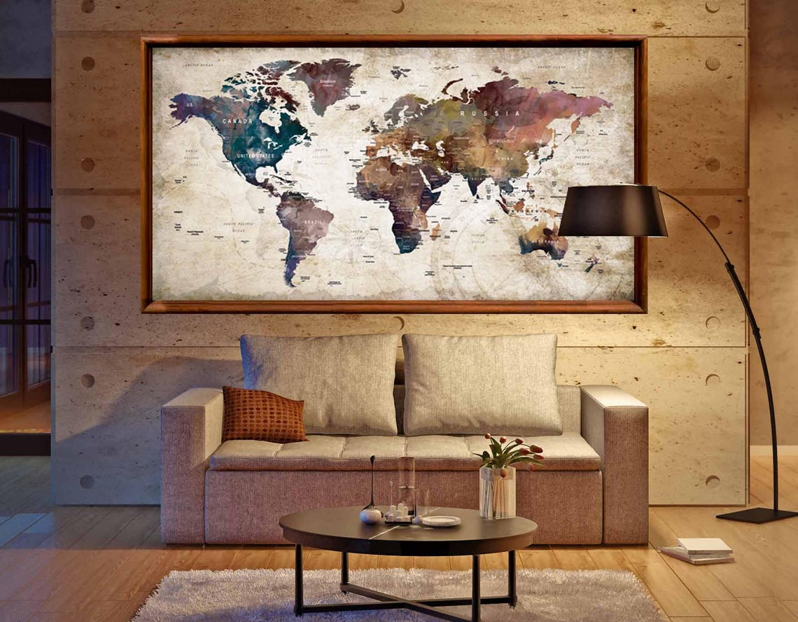 Large World Map Poster Printworld Map Wall Artworld Map Art - Etsy