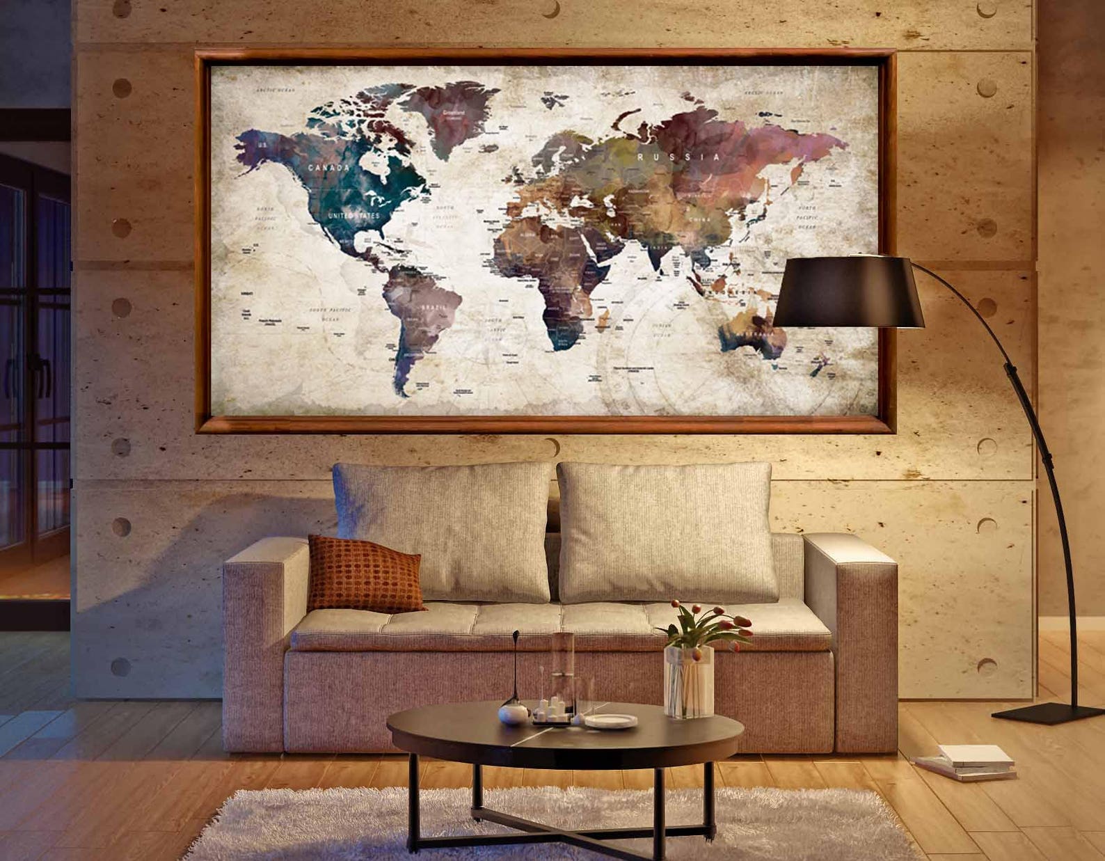 Large World Map Poster Printworld Map Wall Artworld Map Art - Etsy