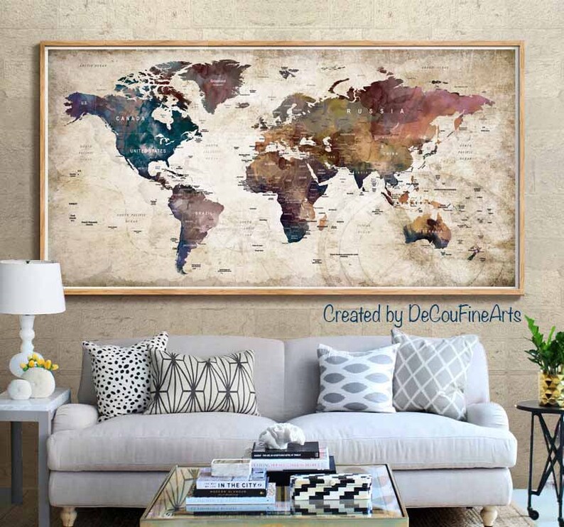 Large World Map Poster Printworld Map Wall Artworld Map Art - Etsy
