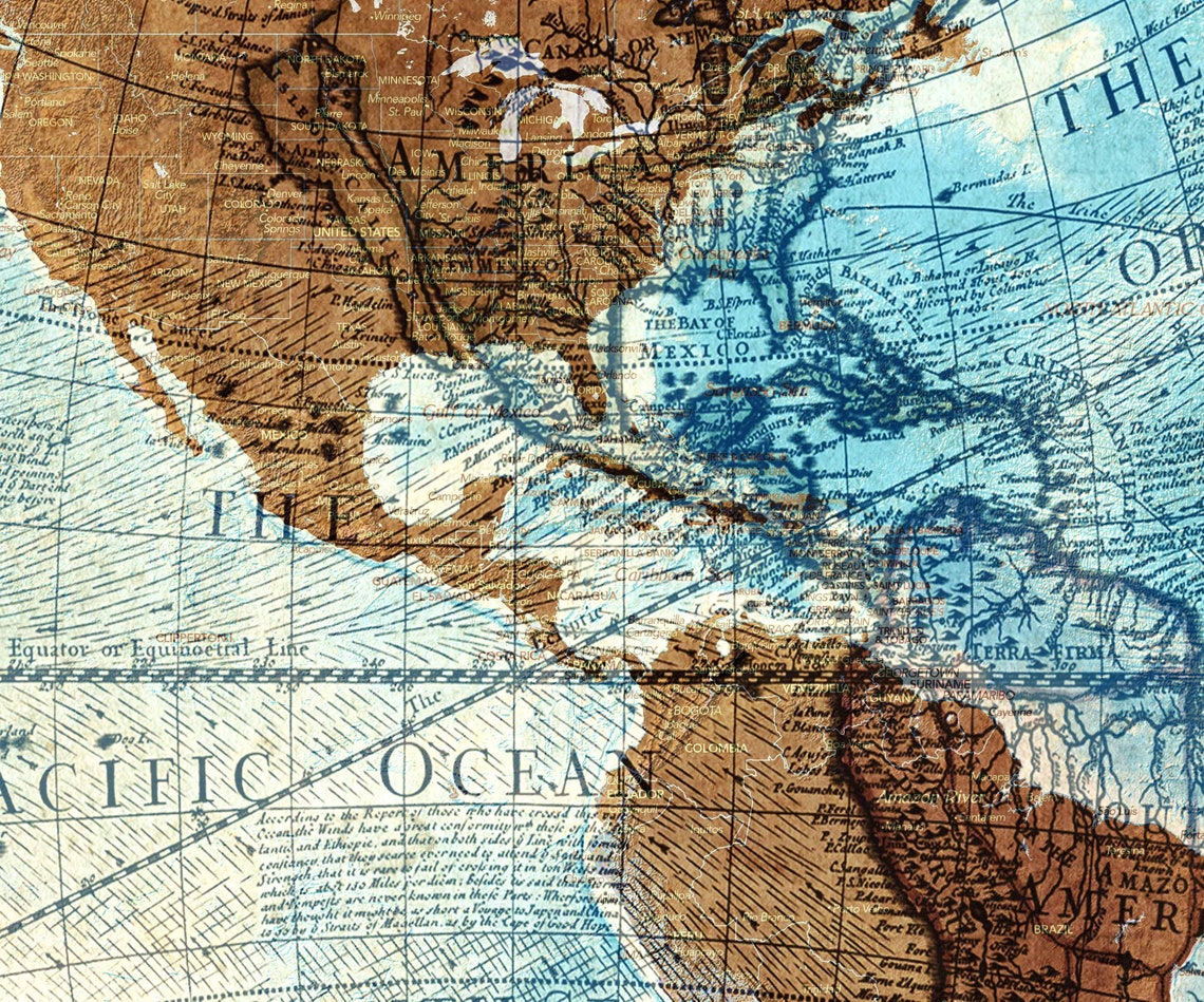 World Map Large Detailed Vintage World Map World Map Canvas | Etsy