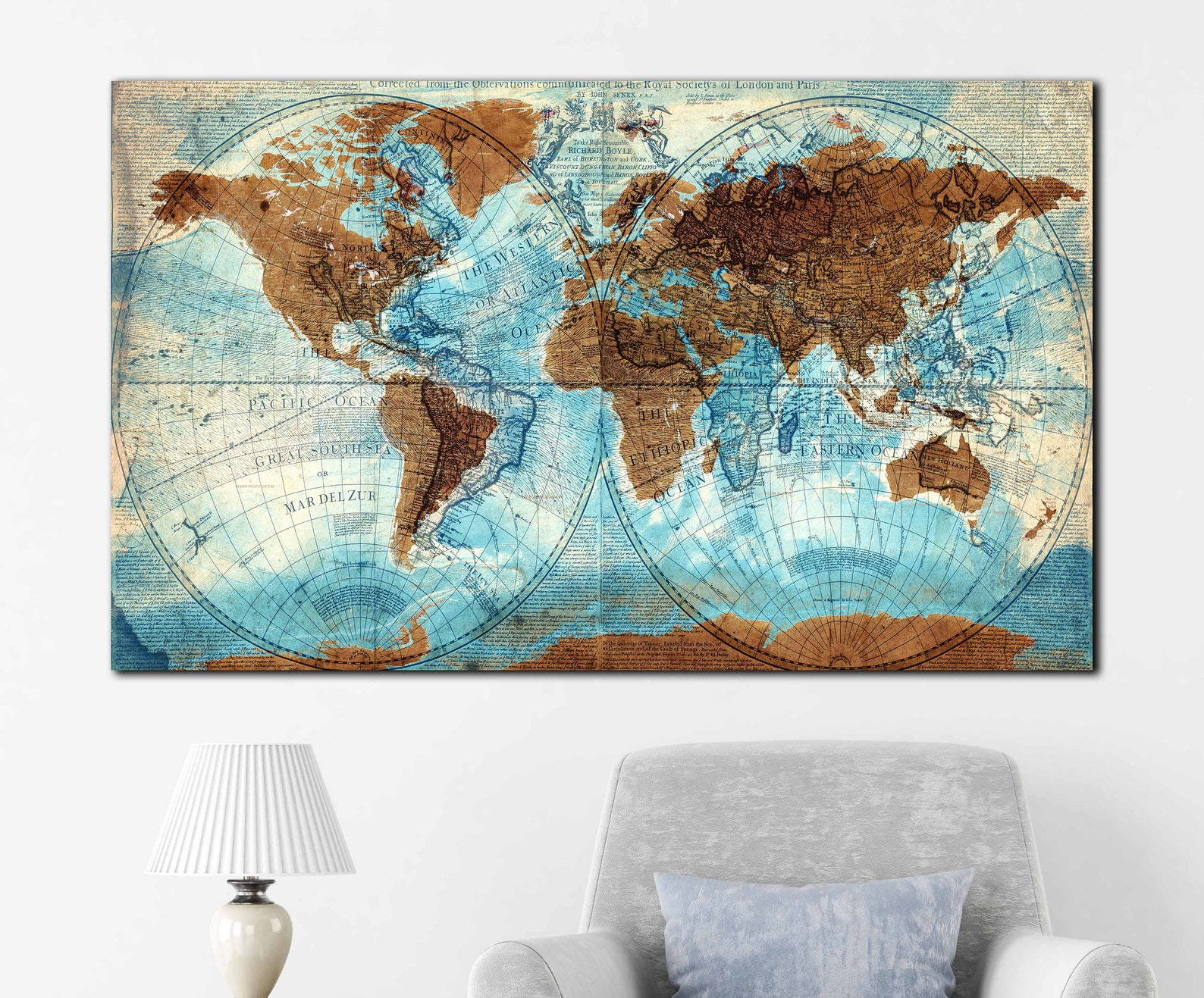 World Map Large Detailed Vintage World Map World Map Canvas - Etsy