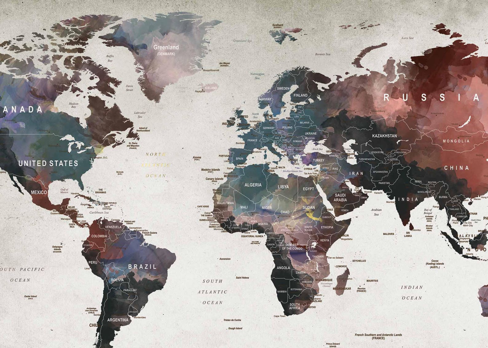 World Map Posterworld Map Wall Decalworld Map Printworld - Etsy