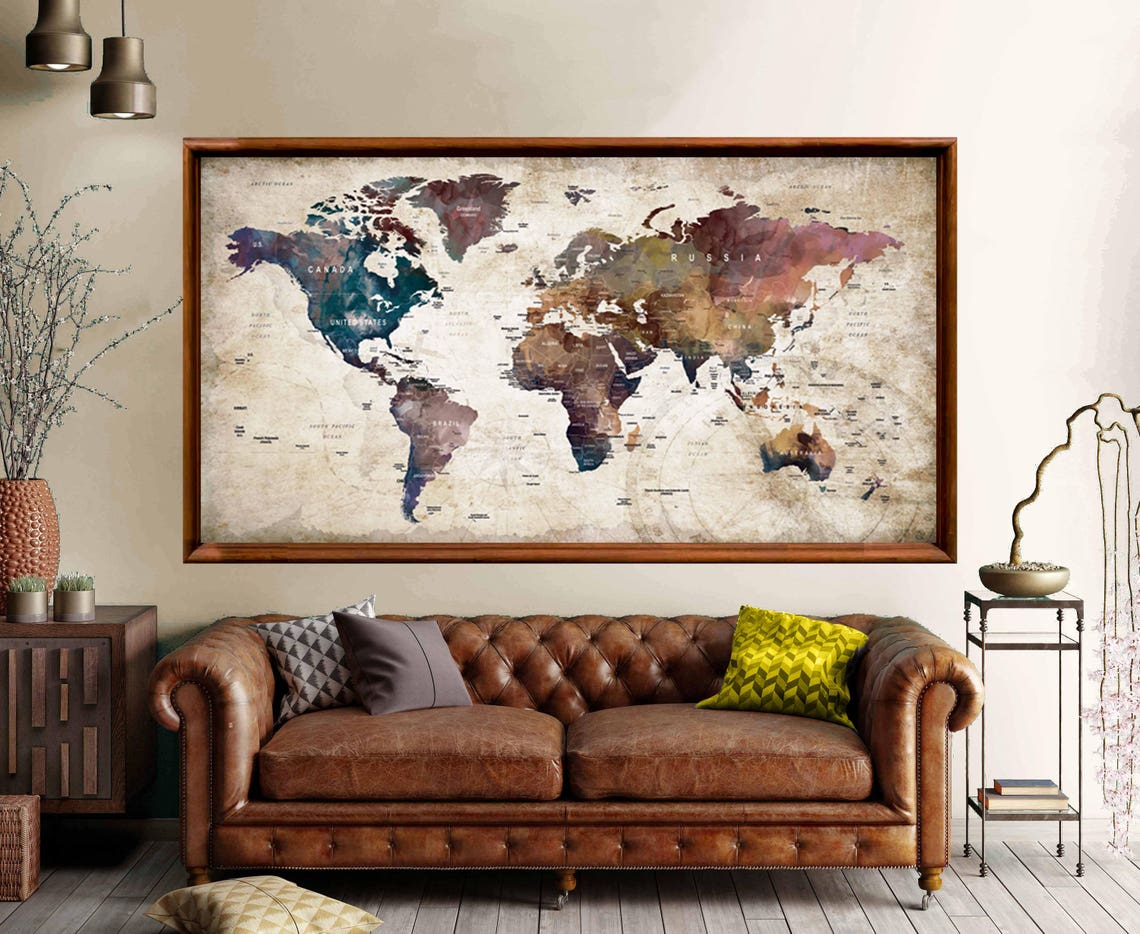 Large World Map Poster Printworld Map Wall Artworld Map Art - Etsy