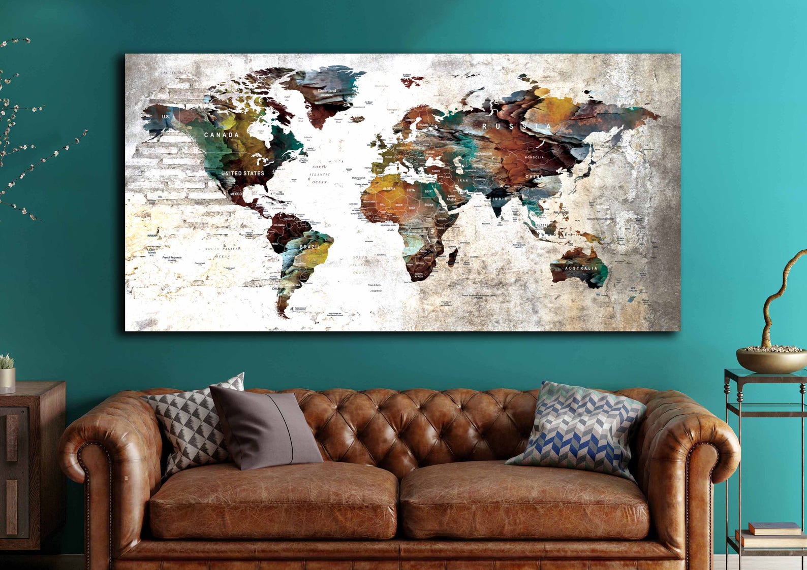 Large World Map Artworld Mapworld Map Wall Artworld Map - Etsy