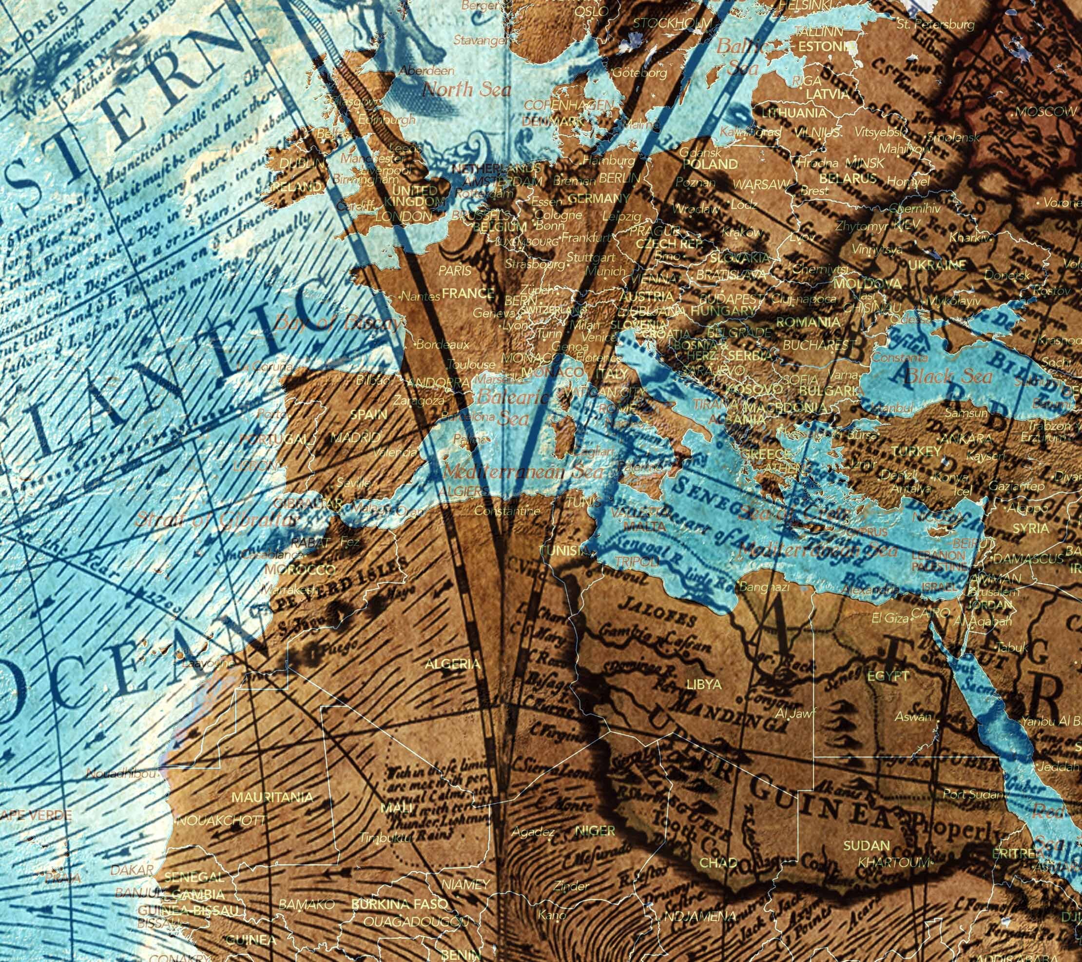 World Map Large Detailed Vintage World Map World Map Canvas | Etsy