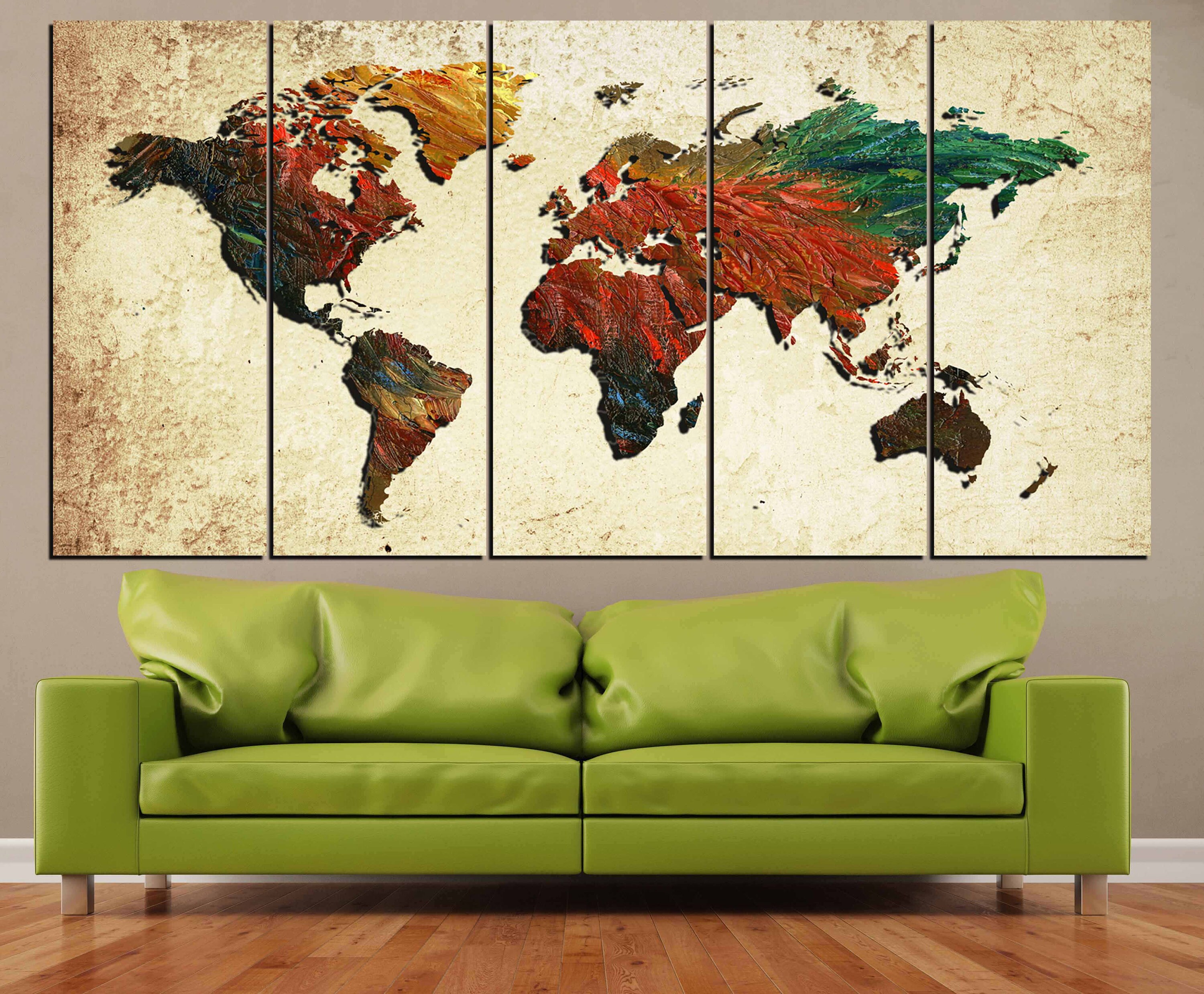Large World Mapworld Map World Map Painting Abstract Map - Etsy Canada