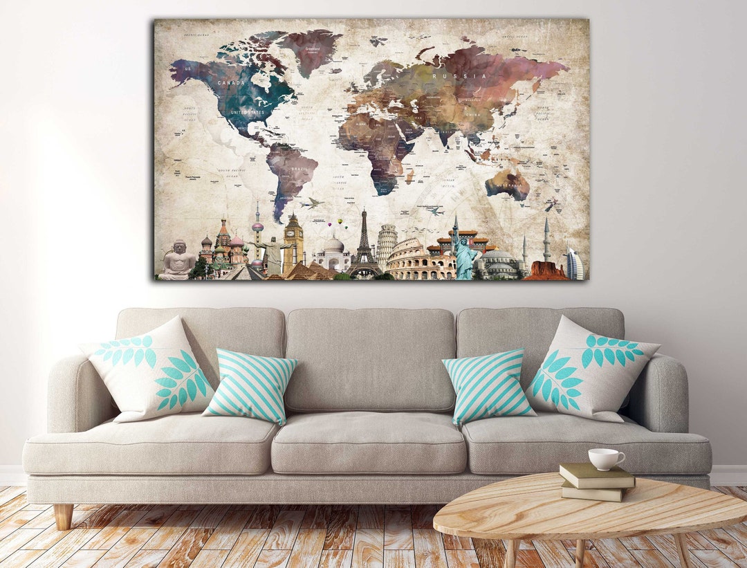 Push Pin Map Push Pin Travel Map Push Pin World Map Push - Etsy