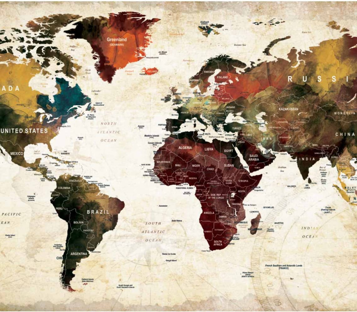 Large World Map Posterworld Map Printworld Map Decalworld - Etsy
