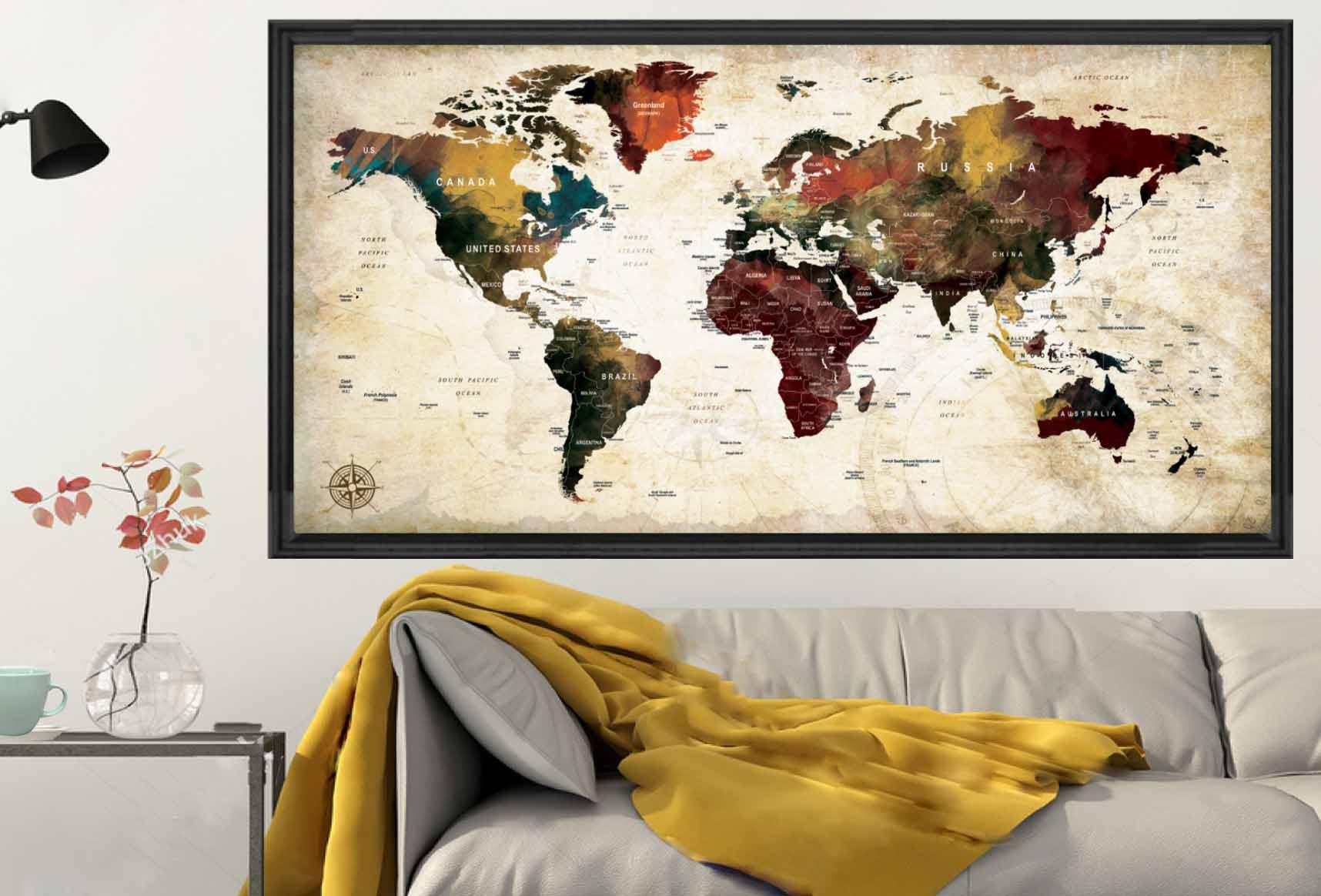 Large World Map Posterworld Map Printworld Map Decalworld | Etsy