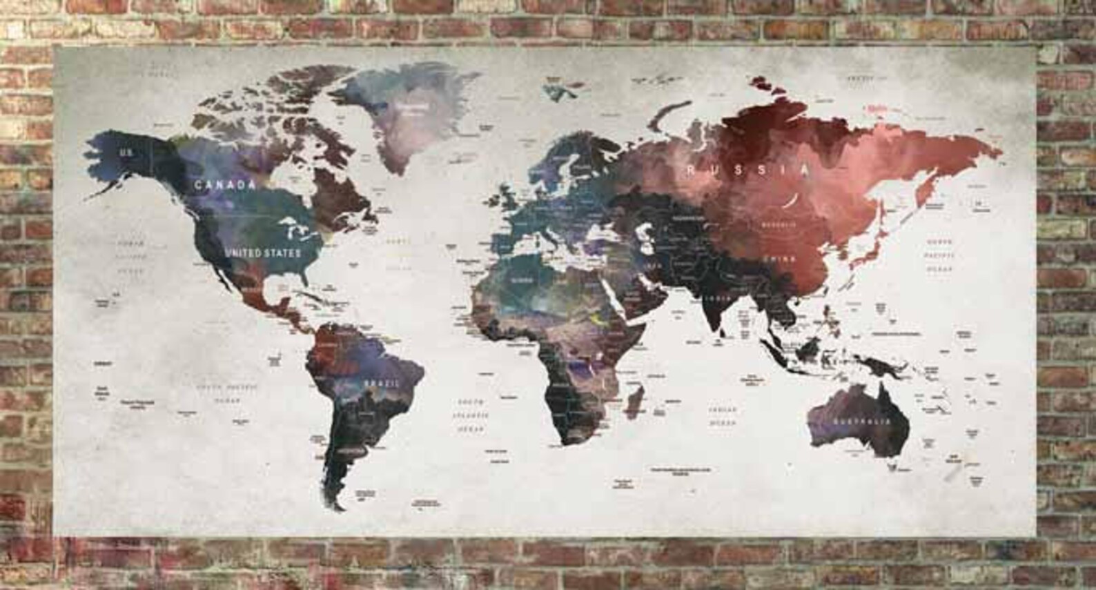 World Map Posterworld Map Wall Decalworld Map Printworld - Etsy