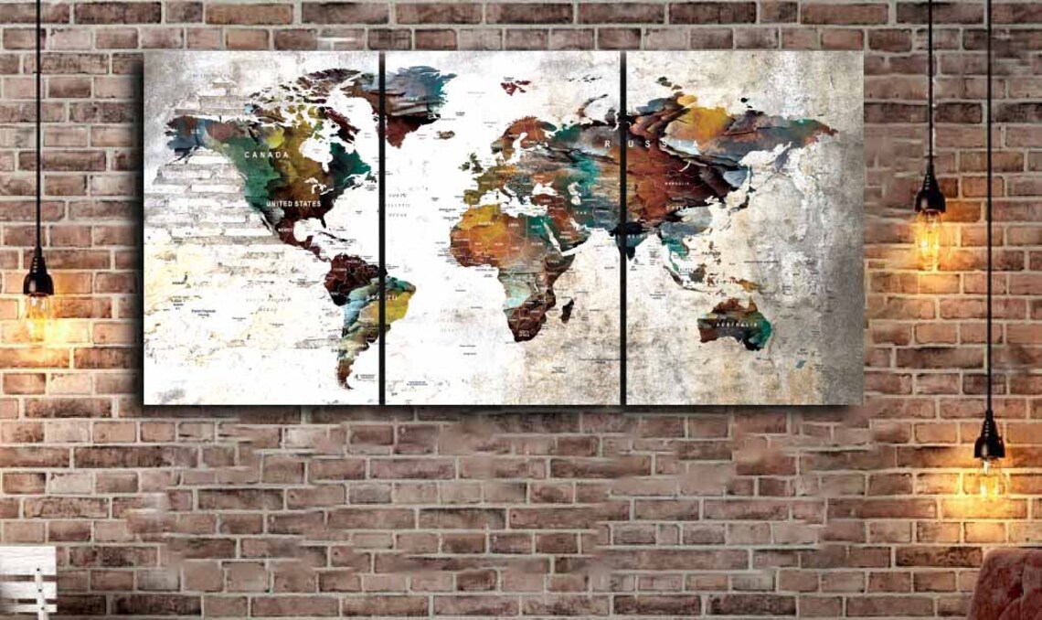 Large World Map Artworld Mapworld Map Wall Artworld Map - Etsy