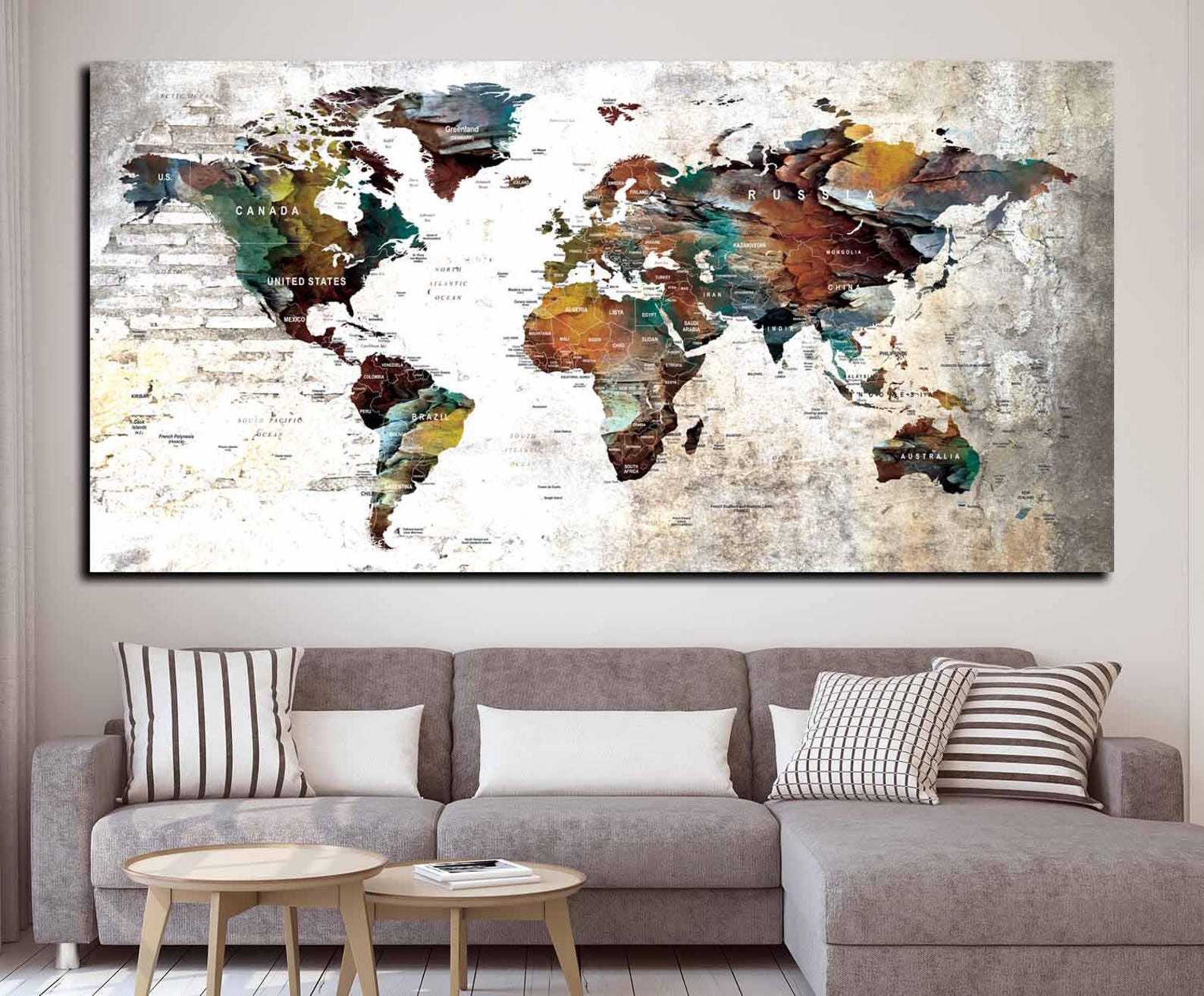 Large World Map Artworld Mapworld Map Wall Artworld Map - Etsy
