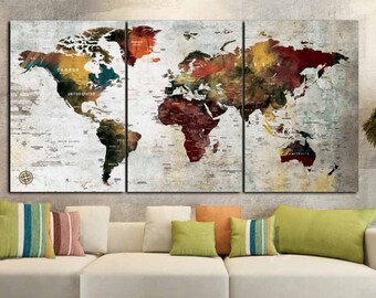 Map Panel Wall Art - Etsy
