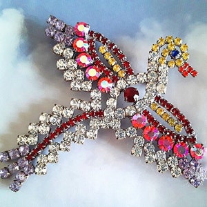 Czech Phoenix Bird Rhinestone Brooch, Multicolors, Large, Flying ...