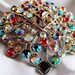 JOAN RIVERS AB Rainbow Rhinestone Brooch, Antique Gold Tone, Square ...