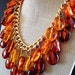 ACCESSOCRAFT Rootbeer-orange Festoon Necklace Lucite, Gold Tone, Large ...