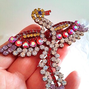 Czech Phoenix Bird Rhinestone Brooch, Multicolors, Large, Flying ...