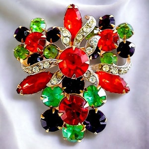 Multi Color Rhinestone Brooch, Holiday/christmas, Fruit Salad, Riveted ...