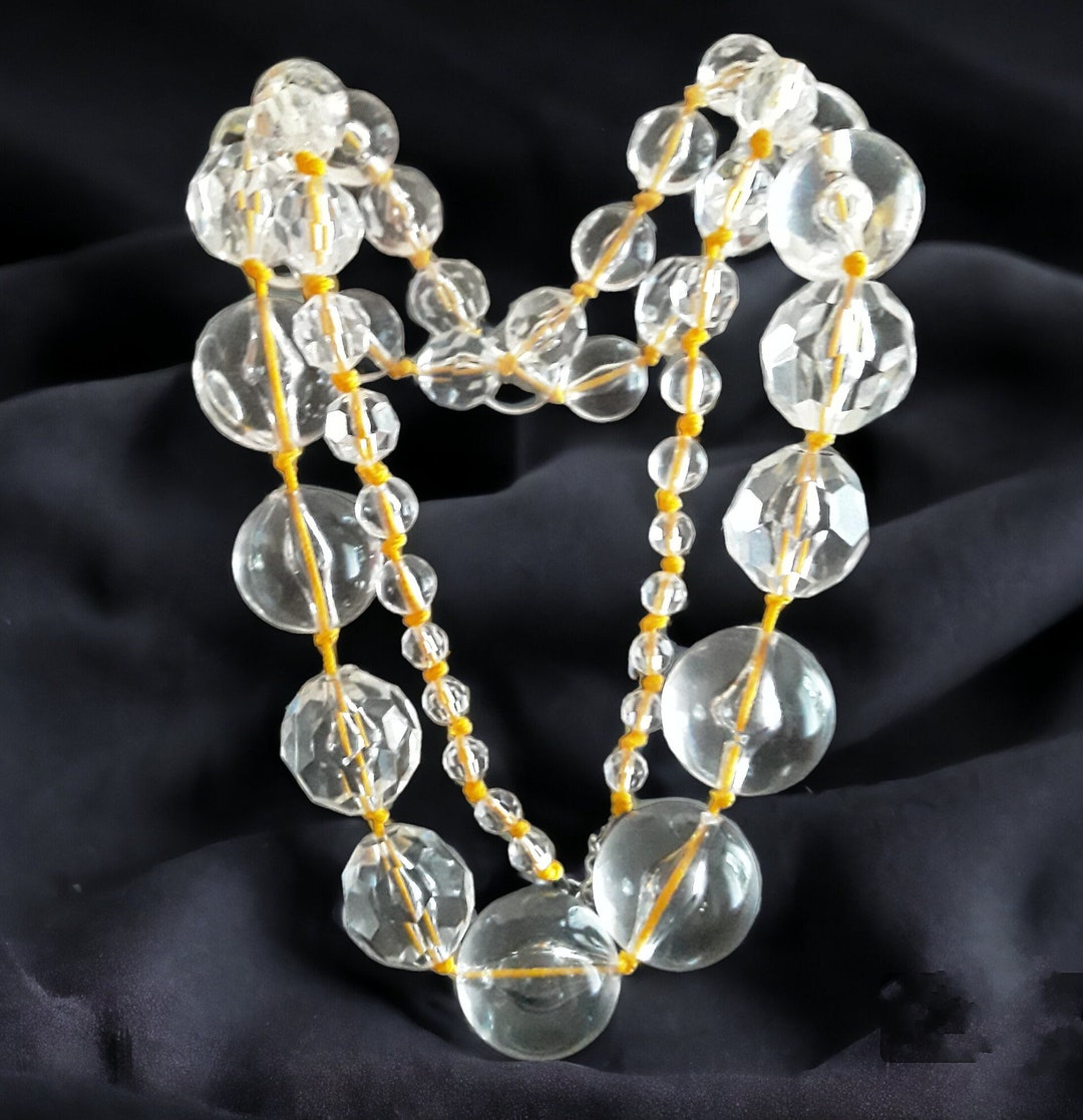 Long Clear Lucite Balls Necklace 40 Hand Knotted - Etsy