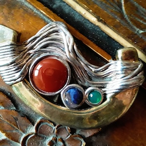 Brutalist BAT AMI Sterling Gemstones Brooch Pendant - Etsy