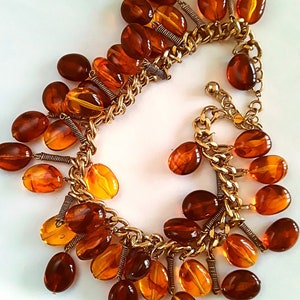 ACCESSOCRAFT Rootbeer-orange Festoon Necklace Lucite, Gold Tone, Large ...