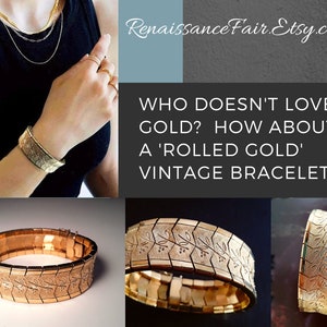 Rolled Gold Germany Bracelet, Embossed, Satin Brushed, Floral ...