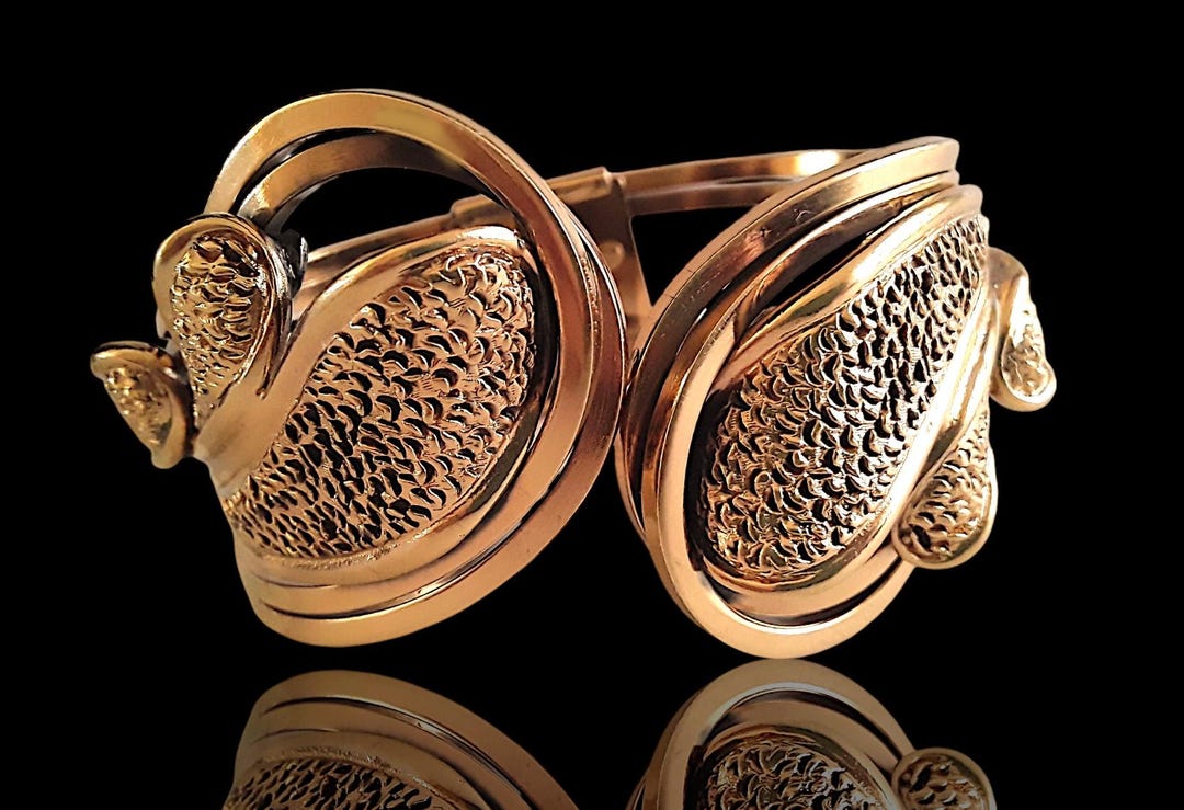 Modernist TORTOLANI Bracelet-clamper, Gold Plate, MCM, Designer Vintage ...
