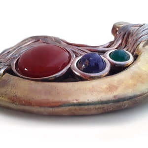 Brutalist BAT AMI Sterling Gemstones Brooch Pendant - Etsy