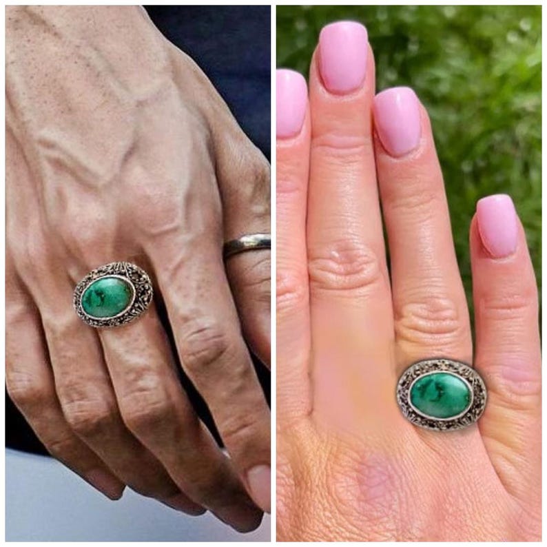 Vintage Samuel Behnam Green Jade Ring, Ornate Sterling Silver, Size 10 ...