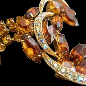 Topaz AB Rhinestone Dangle Large Brooch, Brilliant, Gold Plated ...