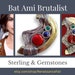 Brutalist BAT AMI Sterling Gemstones Brooch Pendant - Etsy