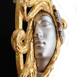 Art Nouveau Lady Profile Brooch-pendant by Oroamerica, Massive ...