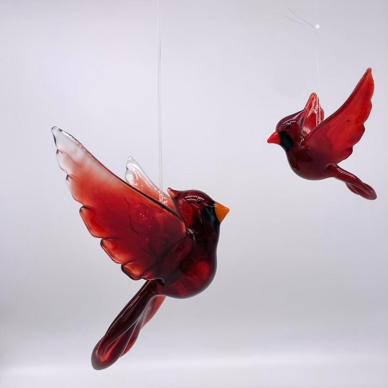 Glass Blown Hanging Cardinal Figurine - Etsy