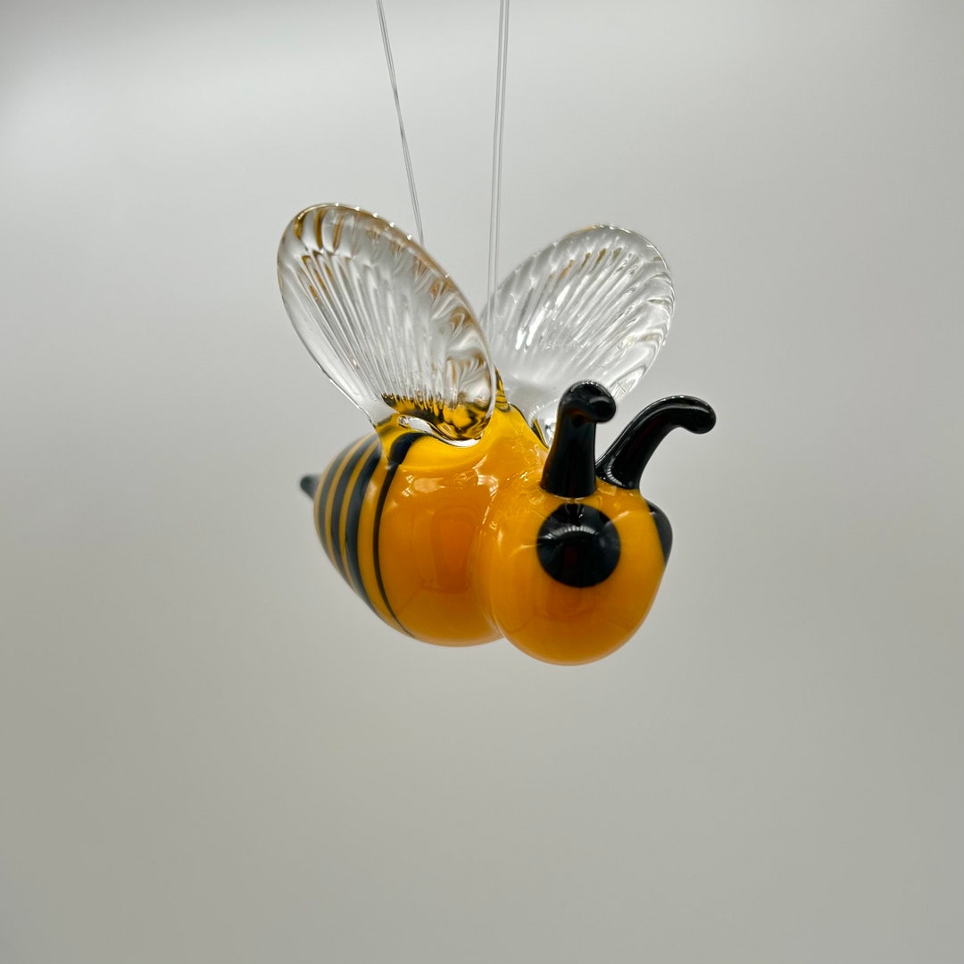Glass Blown Hanging Bee Figurine - Opaque Yellow - Etsy