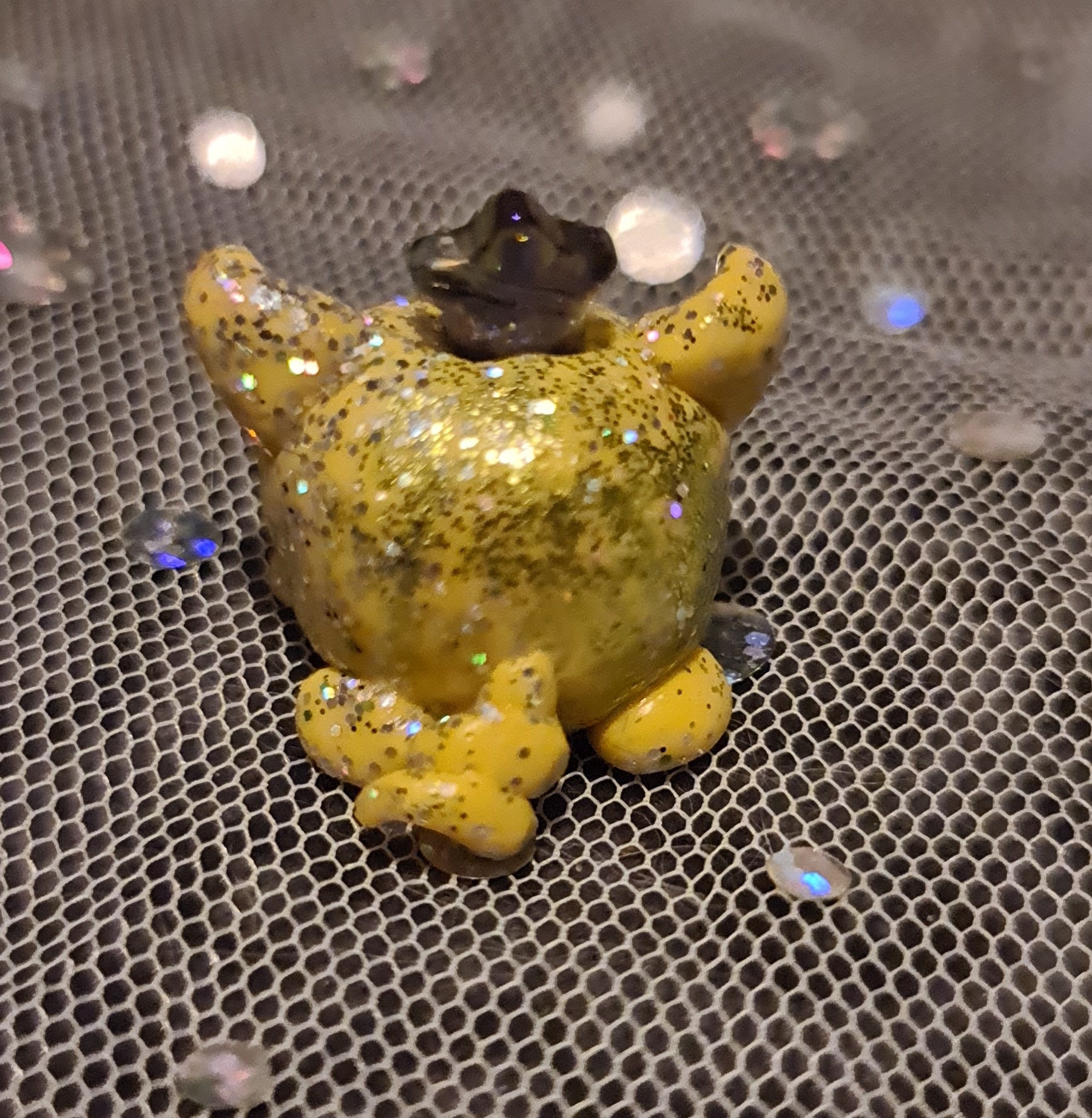 Miniature Golden Clay Glitter Pig - Etsy