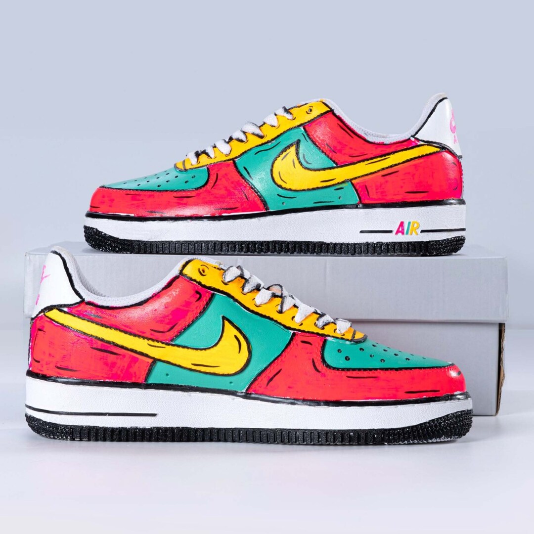 Cartoon AF 1 Handpainted Red Custom Custom Shoes Custom - Etsy