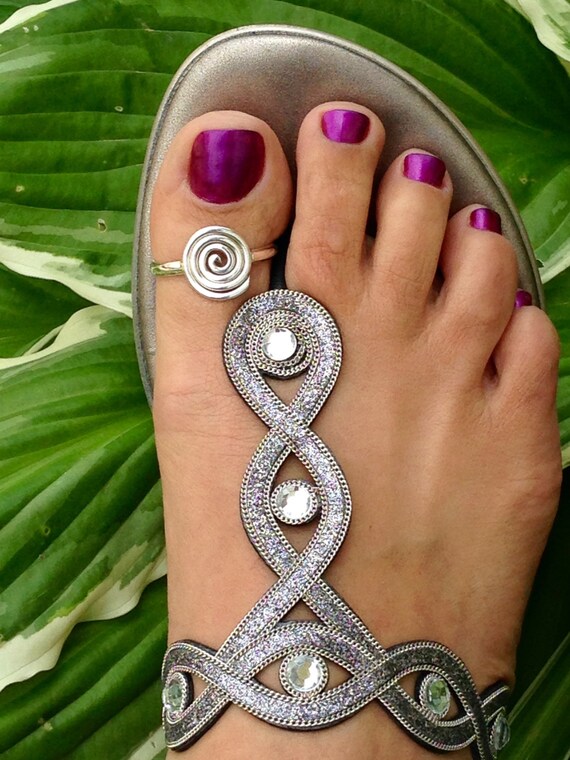 Items similar to Silver Big Toe Ring, Spiral, Bulls Eye, Circle Jewelry ...