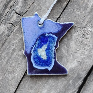 Minnesota State Shaped Ornament Geode Ceramic Handmade - Etsy