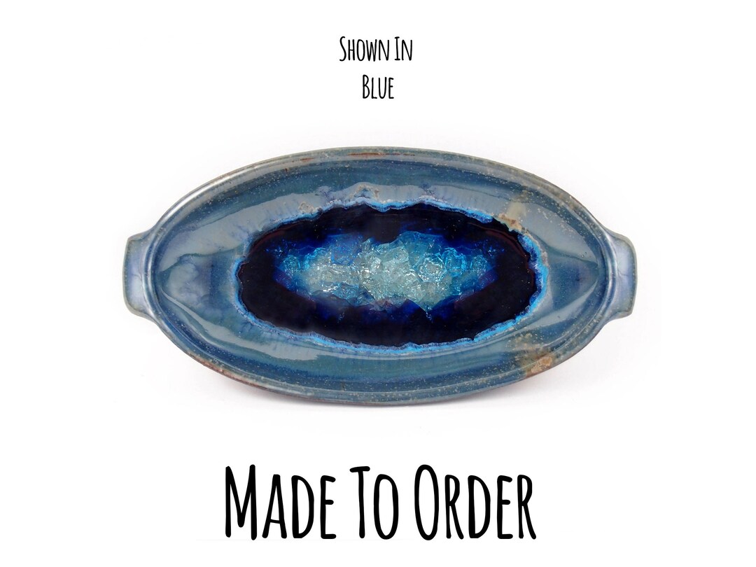 GEODE OVAL Made to Order: Handmade Dish, Fused Glass Dish, Soap Dish ...